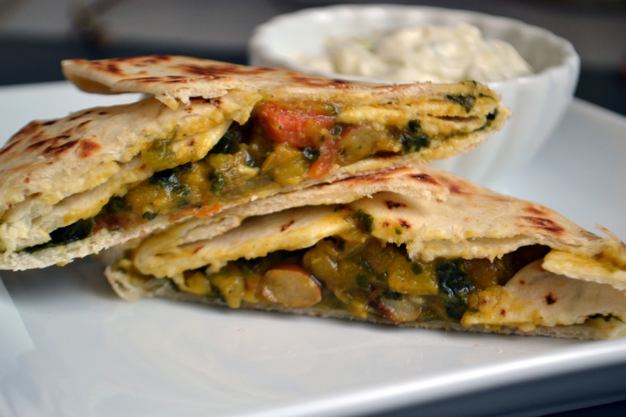 Easy Curry Burrito with Raita Dip – Vegan – gina bean pixels